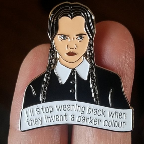 Jewelry | 2 For 13 All Black Everything Wednesday Addams Enamel Pin ...